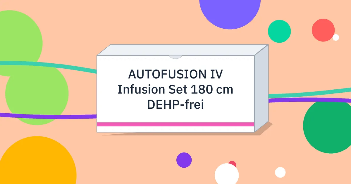 Symbolbild: Packung mit der Aufschrift AUTOFUSION IV Infusion Set 180 cm DEHP-frei (PZN 18739668) – Verfügbarkeit und Bezug in Apotheken in Frankfurt am Main