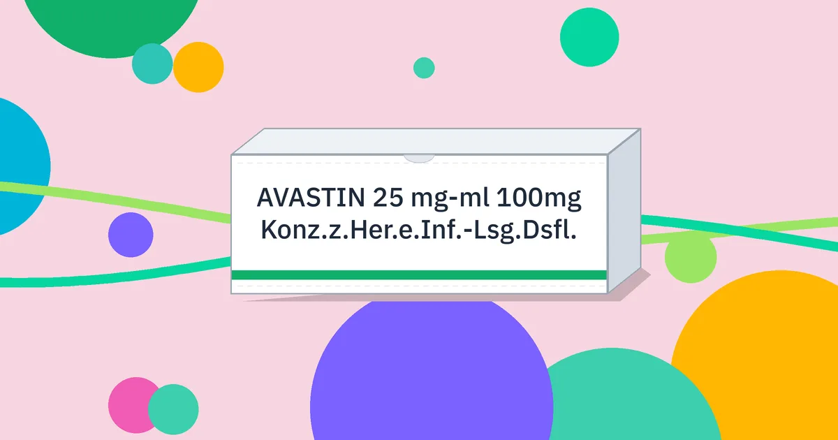 Symbolbild: Packung mit der Aufschrift AVASTIN 25 mg-ml 100mg Konz.z.Her.e.Inf.-Lsg.Dsfl. (PZN 12651926) – Verfügbarkeit und Bezug in Apotheken in Frankfurt am Main
