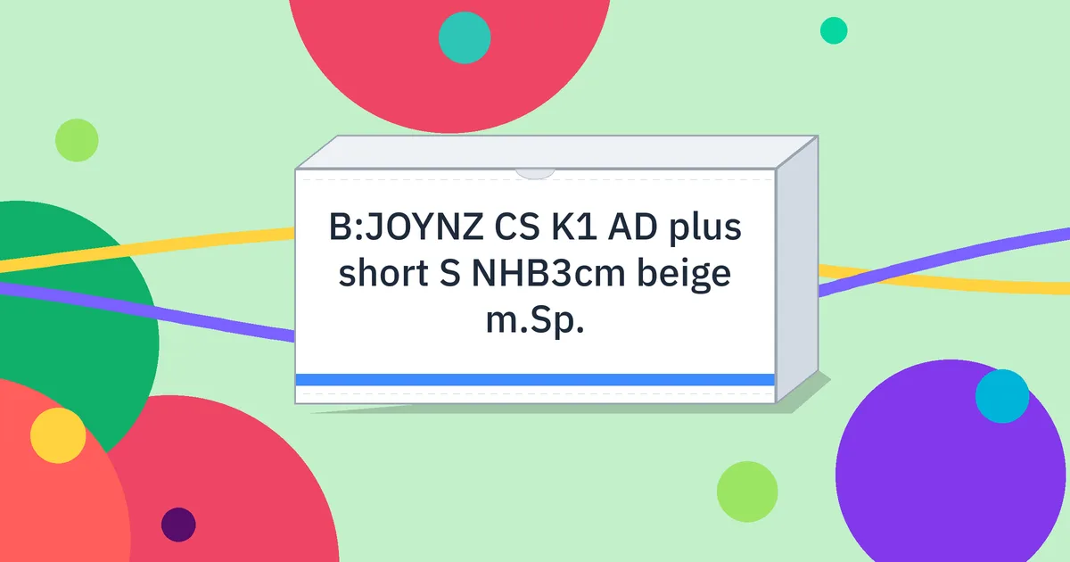 Symbolbild: Packung mit der Aufschrift B:JOYNZ CS K1 AD plus short S NHB3cm beige m.Sp. (PZN 20526230) – Verfügbarkeit und Bezug in Apotheken in Frankfurt am Main