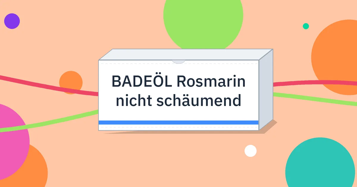 Symbolbild: Packung mit der Aufschrift BADEÖL Rosmarin nicht schäumend (PZN 18212777) – Verfügbarkeit und Bezug in Apotheken in Frankfurt am Main