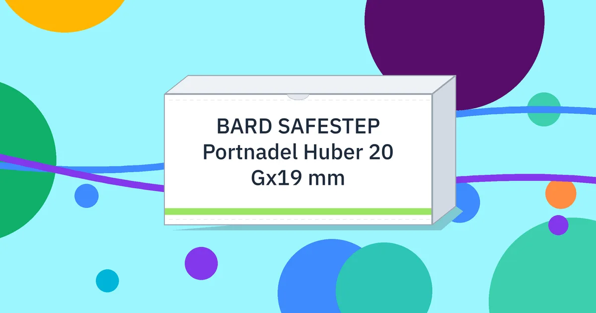 Symbolbild: Packung mit der Aufschrift BARD SAFESTEP Portnadel Huber 20 Gx19 mm (PZN 17296186) – Verfügbarkeit und Bezug in Apotheken in Frankfurt am Main