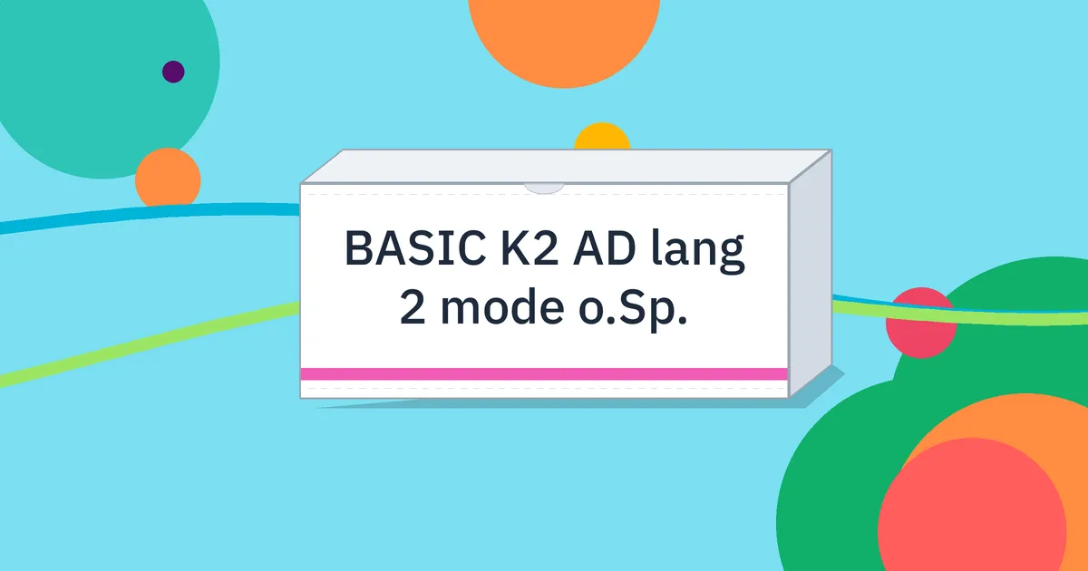 Symbolbild: Packung mit der Aufschrift BASIC K2 AD lang 2 mode o.Sp. (PZN 20264095) – Verfügbarkeit und Bezug in Apotheken in Frankfurt am Main