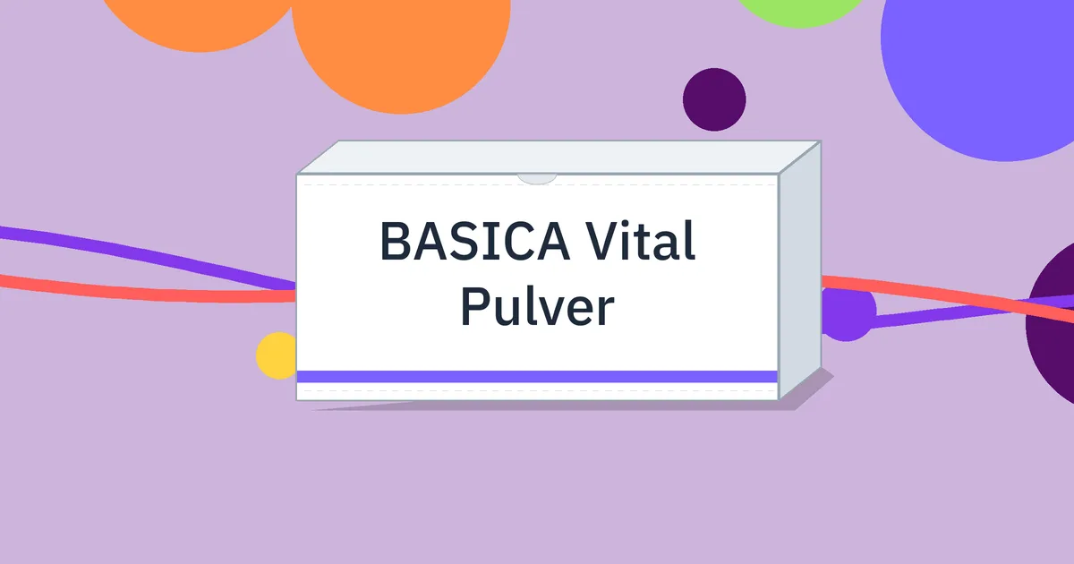 Symbolbild: Packung mit der Aufschrift BASICA Vital Pulver (PZN 01865110) – Verfügbarkeit und Bezug in Apotheken in Frankfurt am Main
