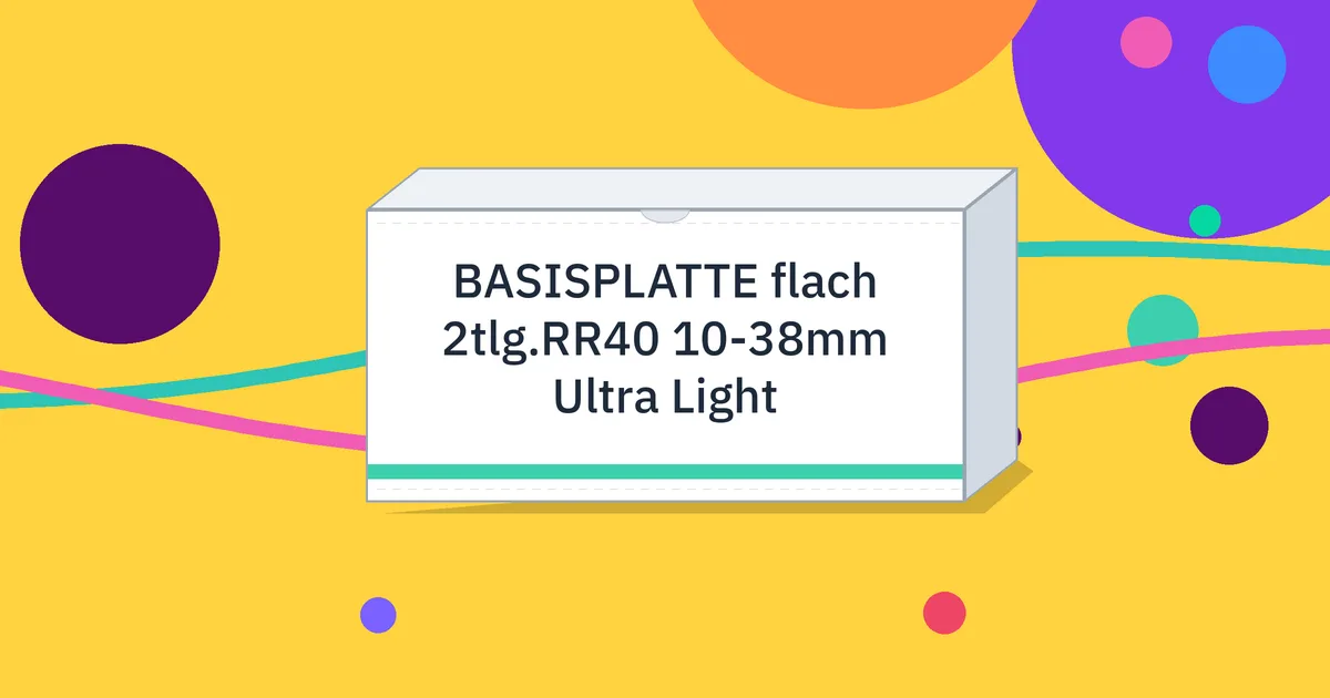 Symbolbild: Packung mit der Aufschrift BASISPLATTE flach 2tlg.RR40 10-38mm Ultra Light (PZN 12345520) – Verfügbarkeit und Bezug in Apotheken in Frankfurt am Main