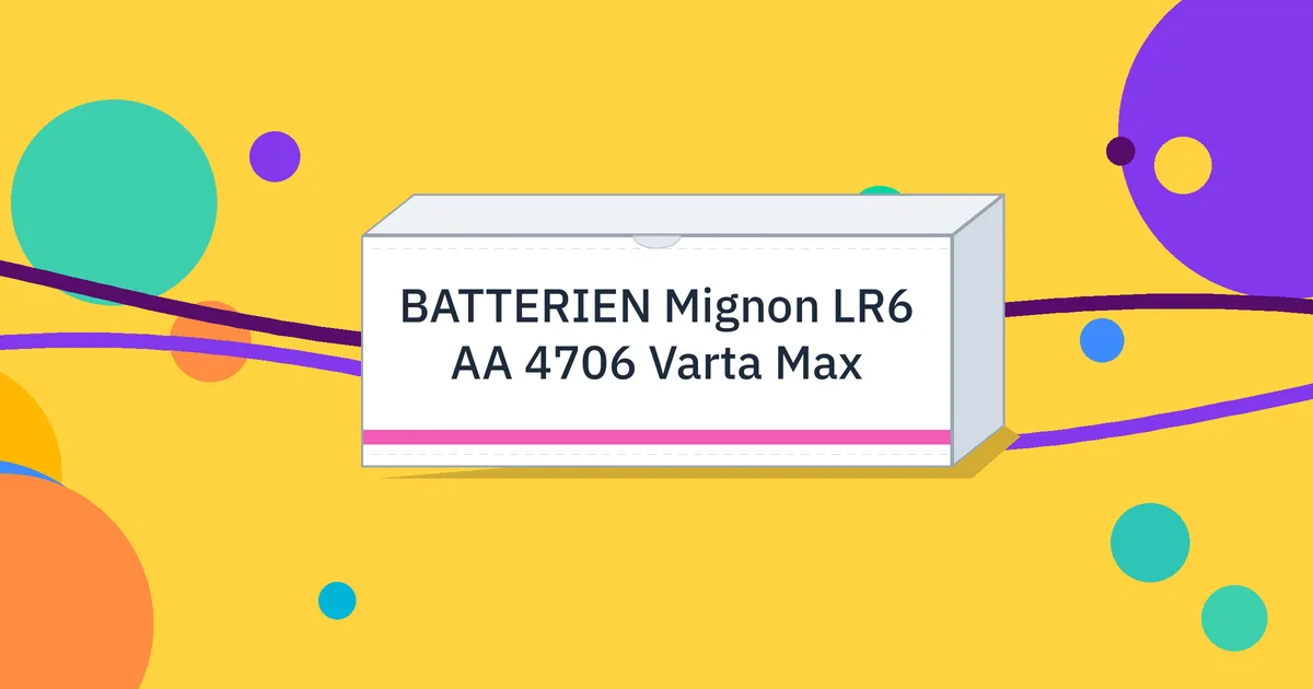Symbolbild: Packung mit der Aufschrift BATTERIEN Mignon LR6 AA 4706 Varta Max (PZN 08411694) – Verfügbarkeit und Bezug in Apotheken in Frankfurt am Main