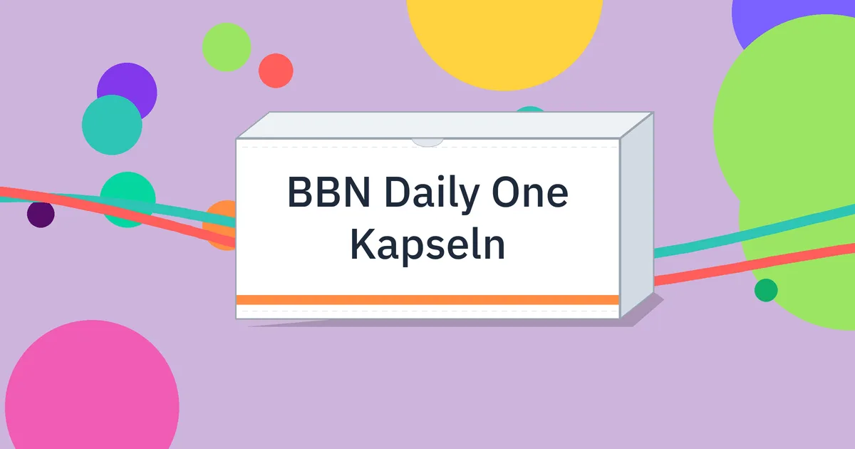 Symbolbild: Packung mit der Aufschrift BBN Daily One Kapseln (PZN 17967930) – Verfügbarkeit und Bezug in Apotheken in Frankfurt am Main