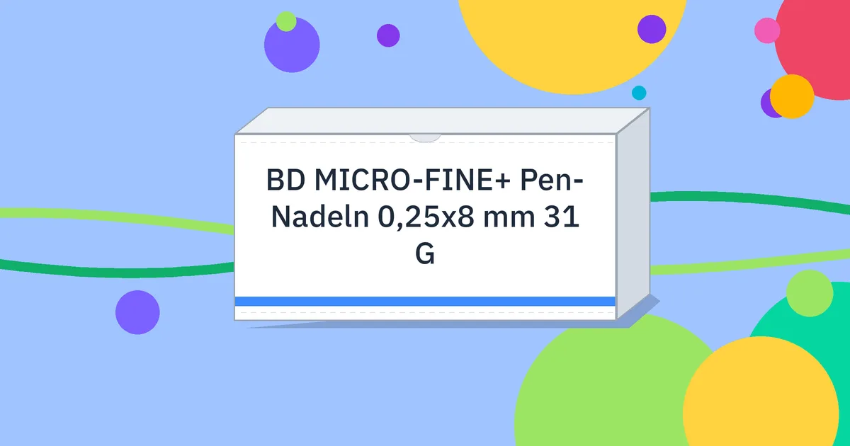 Symbolbild: Packung mit der Aufschrift BD MICRO-FINE+ Pen-Nadeln 0,25x8 mm 31 G (PZN 20122952) – Verfügbarkeit und Bezug in Apotheken in Frankfurt am Main
