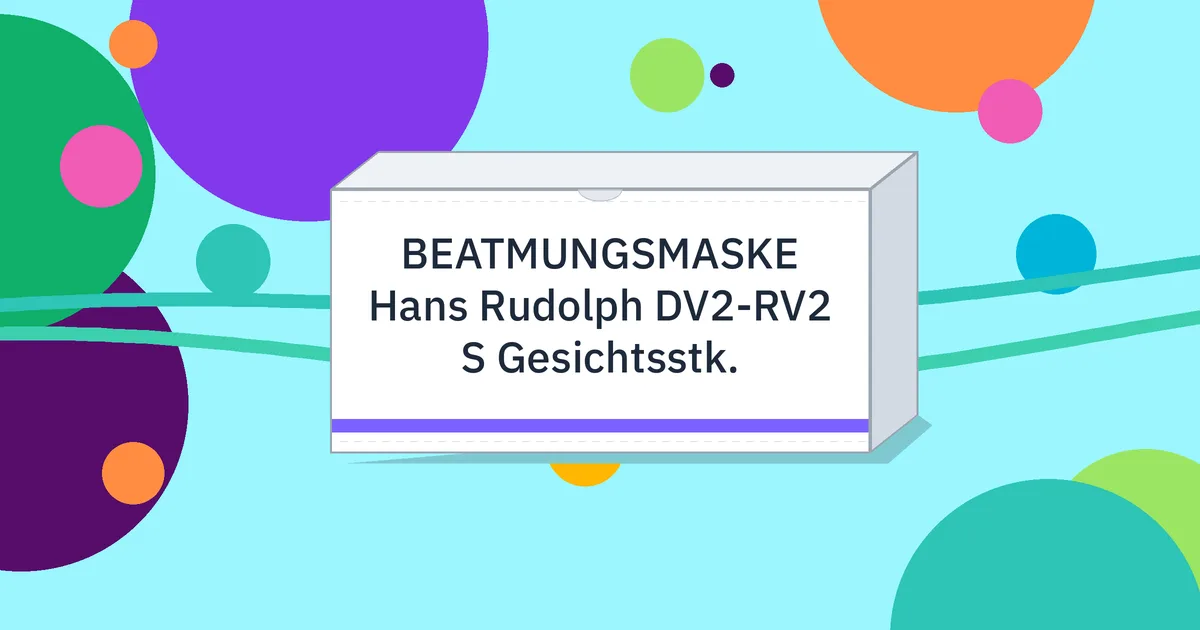 Symbolbild: Packung mit der Aufschrift BEATMUNGSMASKE Hans Rudolph DV2-RV2 S Gesichtsstk. (PZN 17304081) – Verfügbarkeit und Bezug in Apotheken in Frankfurt am Main
