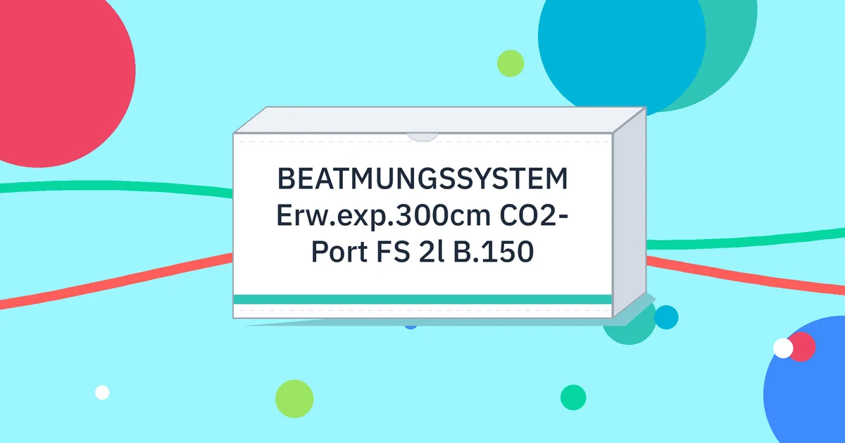 Symbolbild: Packung mit der Aufschrift BEATMUNGSSYSTEM Erw.exp.300cm CO2-Port FS 2l B.150 (PZN 20917137) – Verfügbarkeit und Bezug in Apotheken in Frankfurt am Main