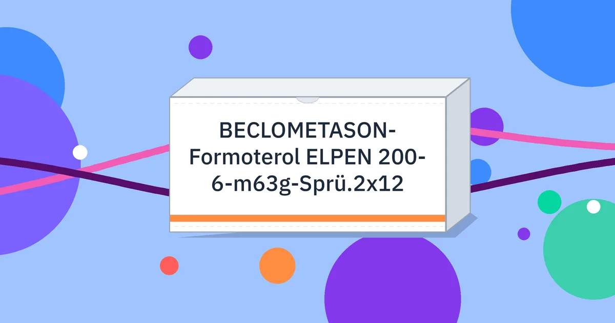 Symbolbild: Packung mit der Aufschrift BECLOMETASON-Formoterol ELPEN 200-6-m63g-Sprü.2x12 (PZN 20182138) – Verfügbarkeit und Bezug in Apotheken in Frankfurt am Main