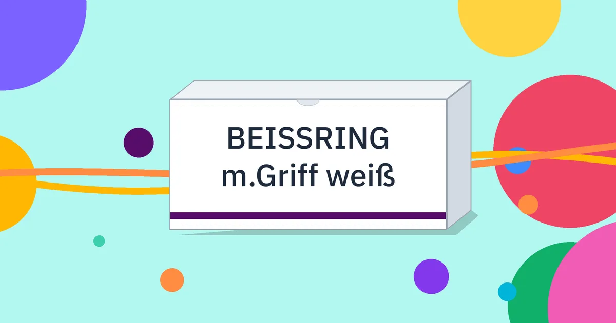 Symbolbild: Packung mit der Aufschrift BEISSRING m.Griff weiß (PZN 01961285) – Verfügbarkeit und Bezug in Apotheken in Frankfurt am Main