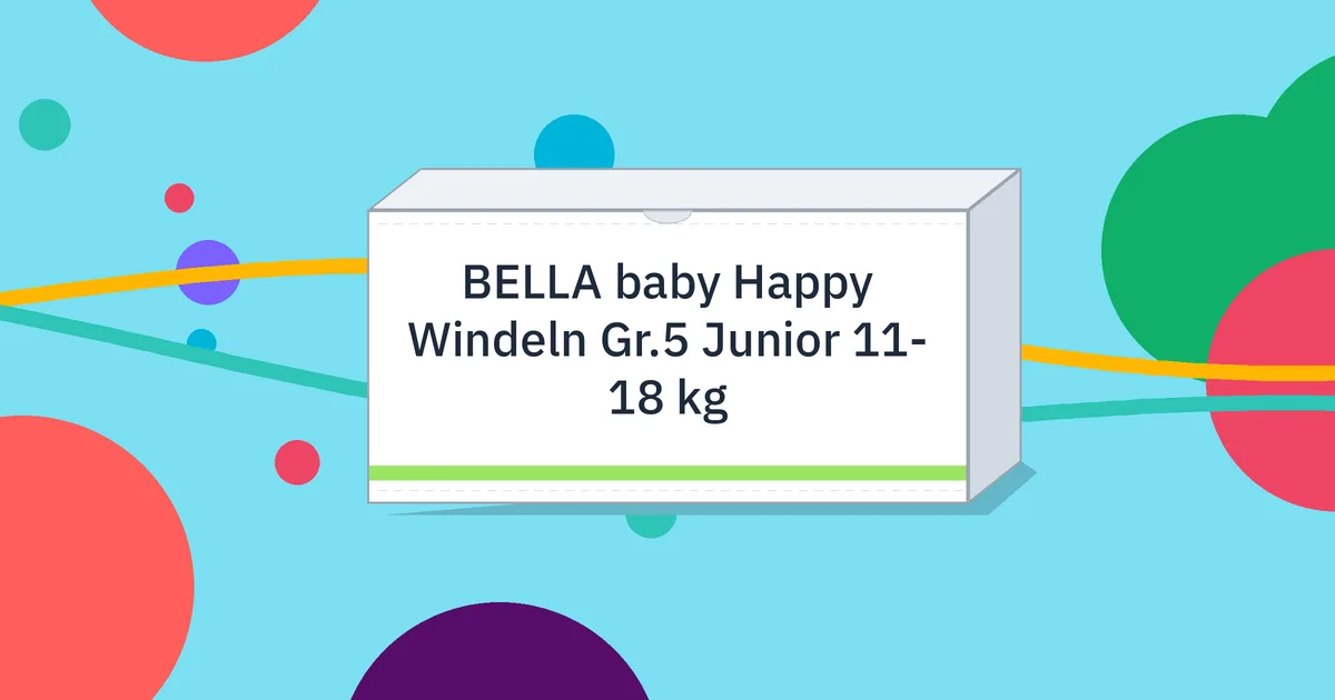 Symbolbild: Packung mit der Aufschrift BELLA baby Happy Windeln Gr.5 Junior 11-18 kg (PZN 20524099) – Verfügbarkeit und Bezug in Apotheken in Frankfurt am Main