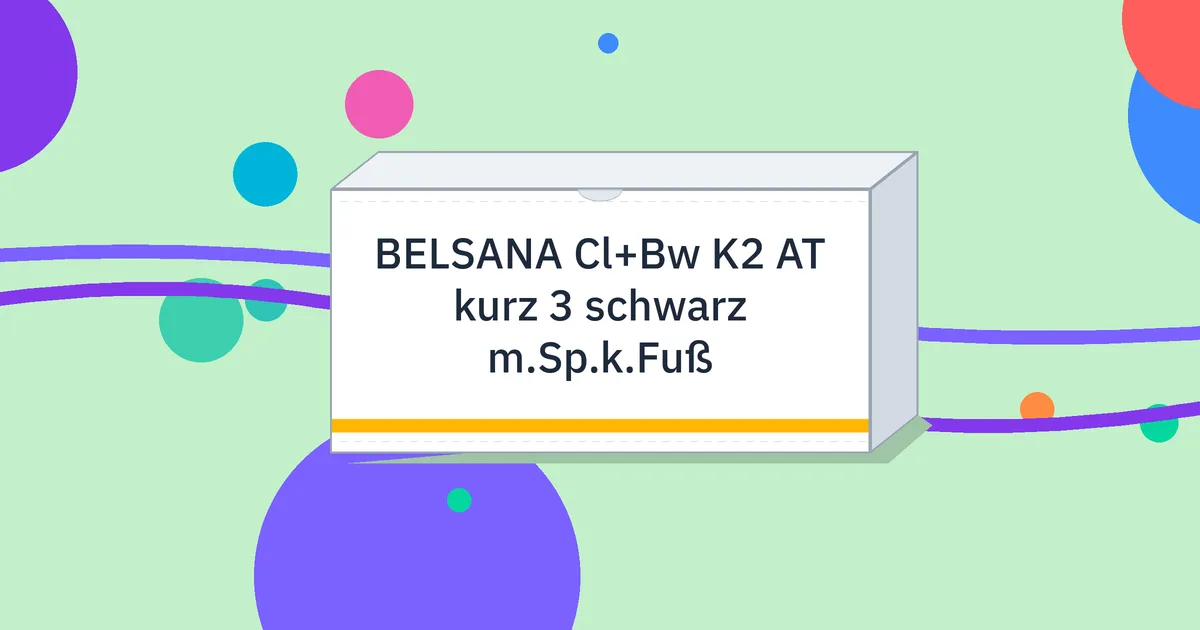 Symbolbild: Packung mit der Aufschrift BELSANA Cl+Bw K2 AT kurz 3 schwarz m.Sp.k.Fuß (PZN 12249549) – Verfügbarkeit und Bezug in Apotheken in Frankfurt am Main