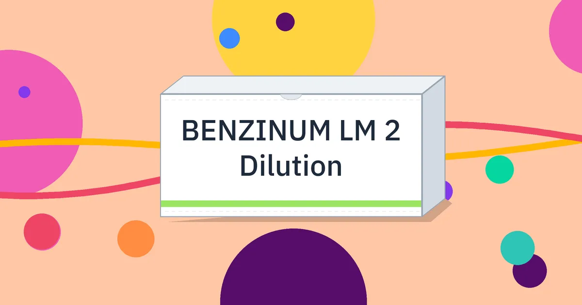 Symbolbild: Packung mit der Aufschrift BENZINUM LM 2 Dilution (PZN 12791917) – Verfügbarkeit und Bezug in Apotheken in Frankfurt am Main