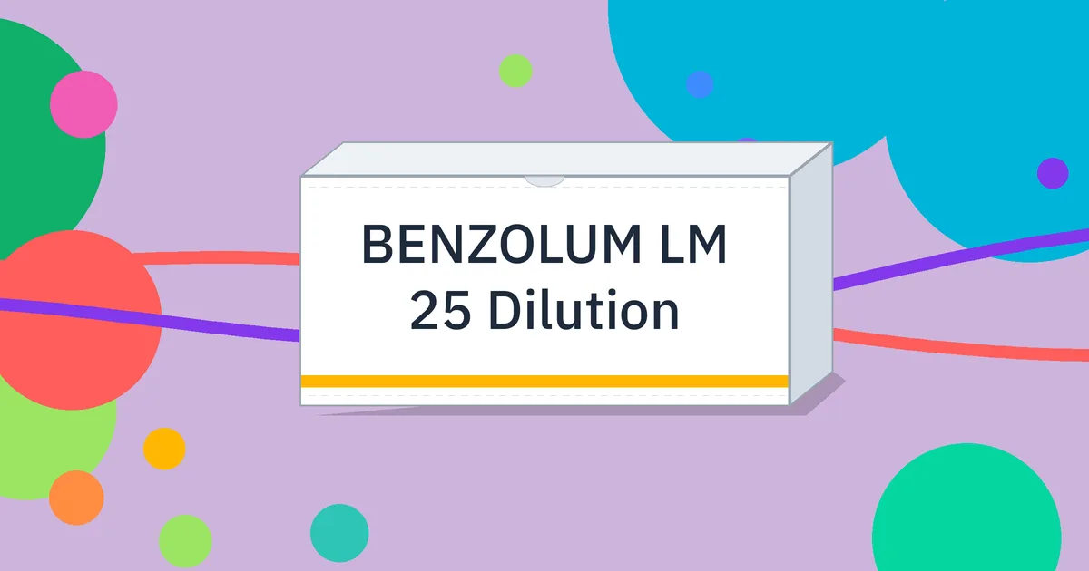 Symbolbild: Packung mit der Aufschrift BENZOLUM LM 25 Dilution (PZN 12792615) – Verfügbarkeit und Bezug in Apotheken in Frankfurt am Main