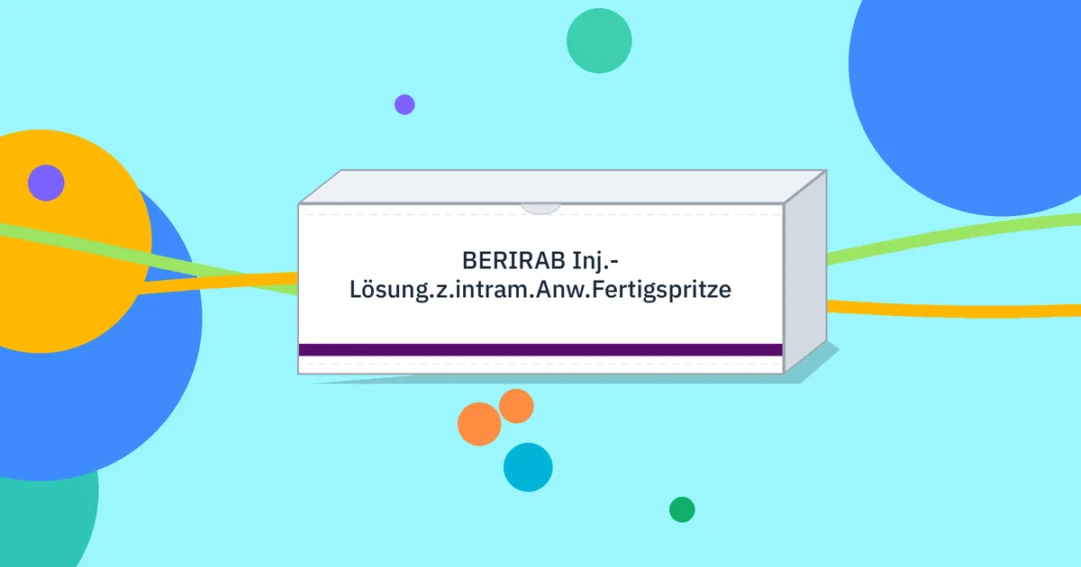 Symbolbild: Packung mit der Aufschrift BERIRAB Inj.-Lösung.z.intram.Anw.Fertigspritze (PZN 04616146) – Verfügbarkeit und Bezug in Apotheken in Frankfurt am Main
