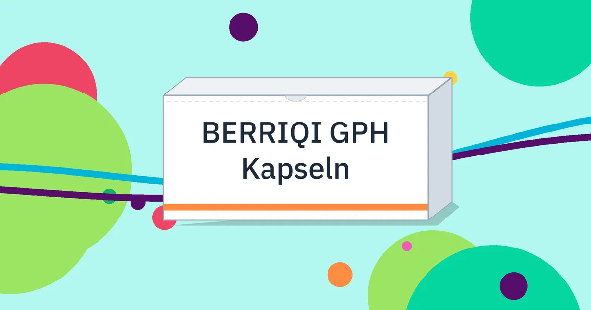 Symbolbild: Packung mit der Aufschrift BERRIQI GPH Kapseln (PZN 19204975) – Verfügbarkeit und Bezug in Apotheken in Frankfurt am Main