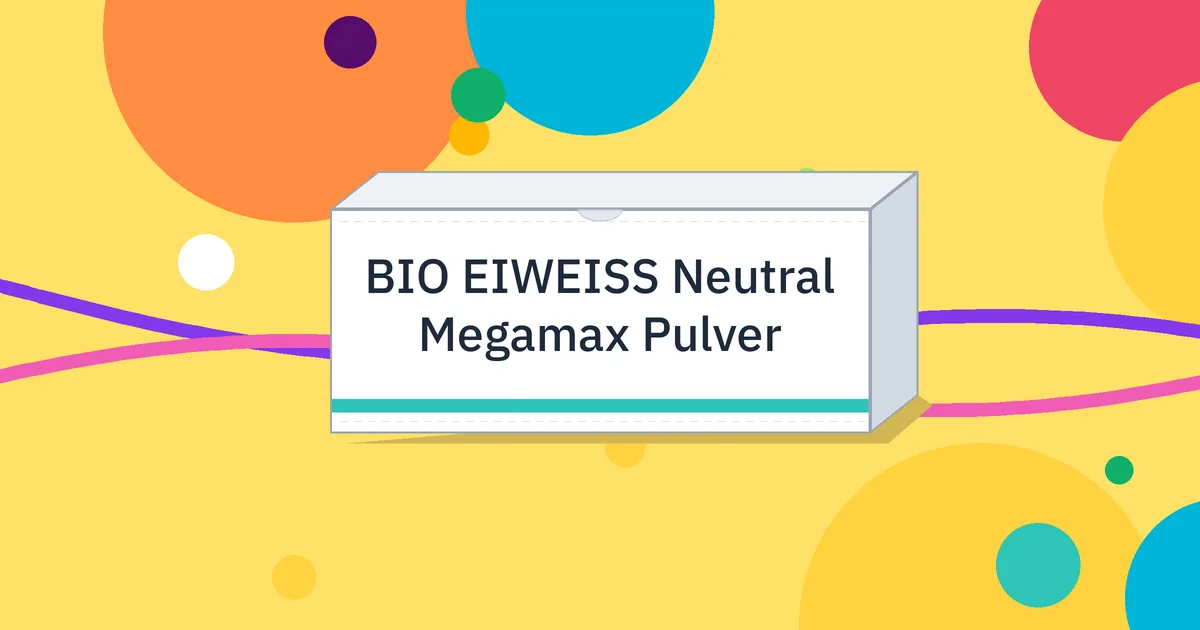 Symbolbild: Packung mit der Aufschrift BIO EIWEISS Neutral Megamax Pulver (PZN 10133558) – Verfügbarkeit und Bezug in Apotheken in Frankfurt am Main