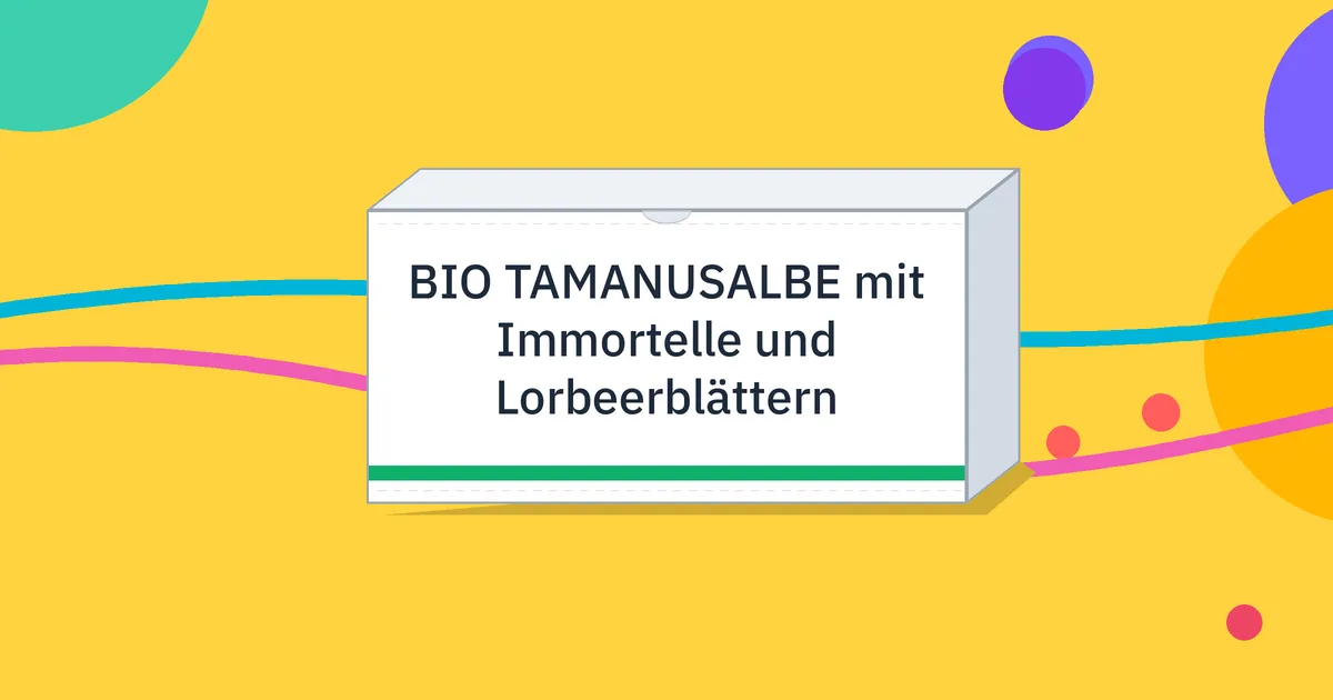 Symbolbild: Packung mit der Aufschrift BIO TAMANUSALBE mit Immortelle und Lorbeerblättern (PZN 19657205) – Verfügbarkeit und Bezug in Apotheken in Frankfurt am Main