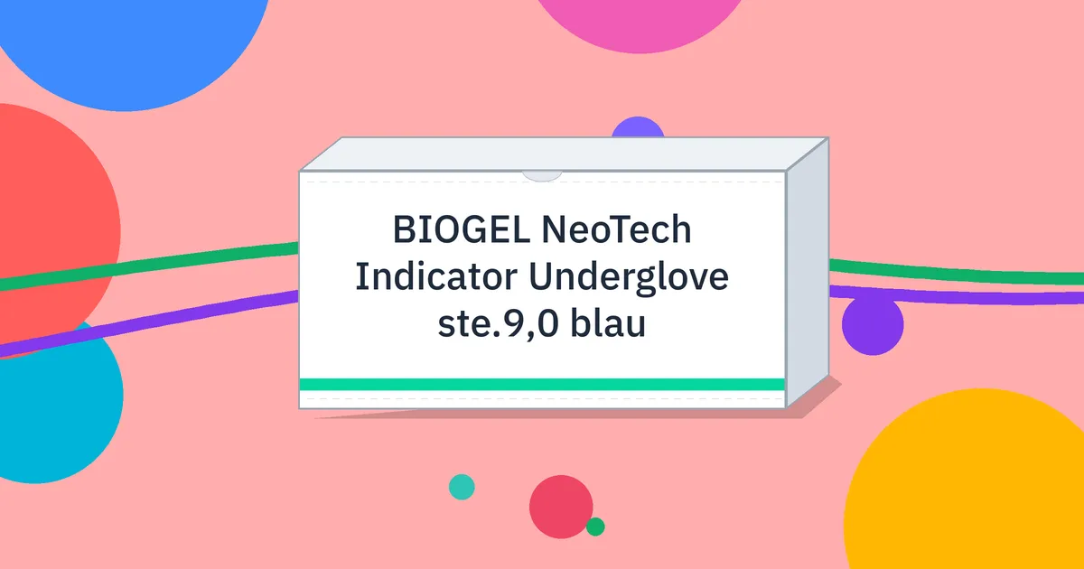 Symbolbild: Packung mit der Aufschrift BIOGEL NeoTech Indicator Underglove ste.9,0 blau (PZN 20866598) – Verfügbarkeit und Bezug in Apotheken in Frankfurt am Main