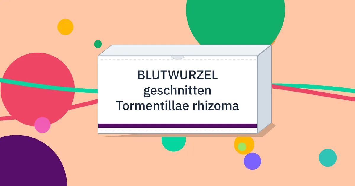 Symbolbild: Packung mit der Aufschrift BLUTWURZEL geschnitten Tormentillae rhizoma (PZN 20953452) – Verfügbarkeit und Bezug in Apotheken in Frankfurt am Main