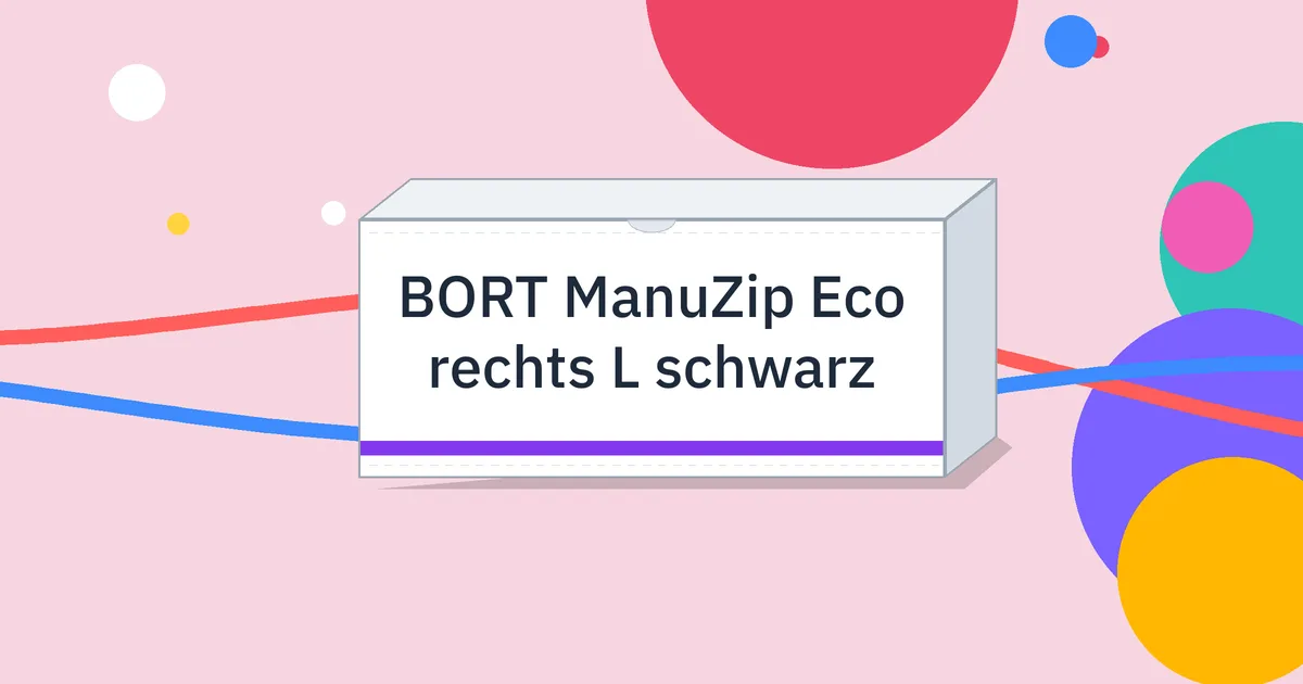 Symbolbild: Packung mit der Aufschrift BORT ManuZip Eco rechts L schwarz (PZN 10995320) – Verfügbarkeit und Bezug in Apotheken in Frankfurt am Main