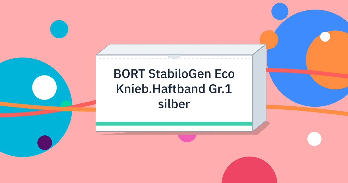Symbolbild: Packung mit der Aufschrift BORT StabiloGen Eco Knieb.Haftband Gr.1 silber (PZN 16845567) – Verfügbarkeit und Bezug in Apotheken in Frankfurt am Main