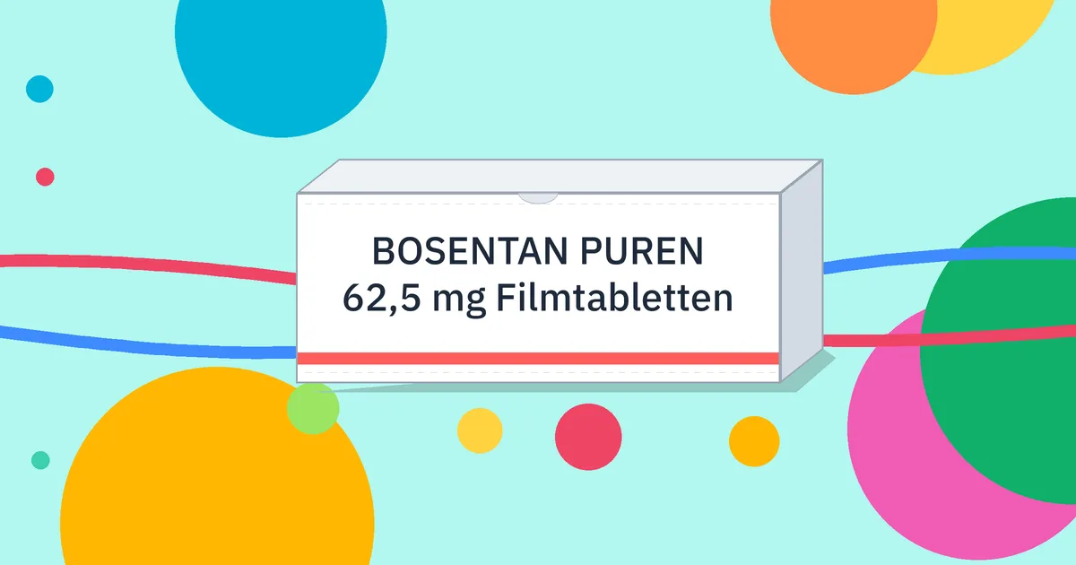 Symbolbild: Packung mit der Aufschrift BOSENTAN PUREN 62,5 mg Filmtabletten (PZN 12501902) – Verfügbarkeit und Bezug in Apotheken in Frankfurt am Main