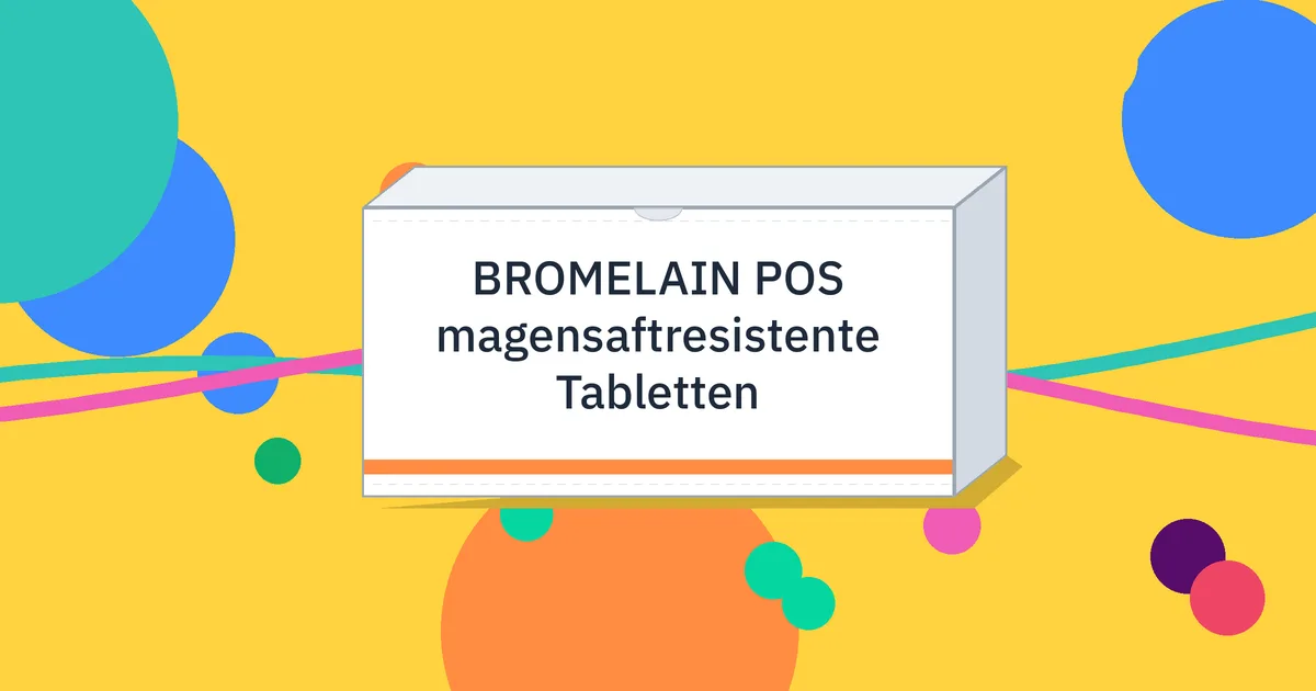 Symbolbild: Packung mit der Aufschrift BROMELAIN POS magensaftresistente Tabletten (PZN 02260024) – Verfügbarkeit und Bezug in Apotheken in Frankfurt am Main