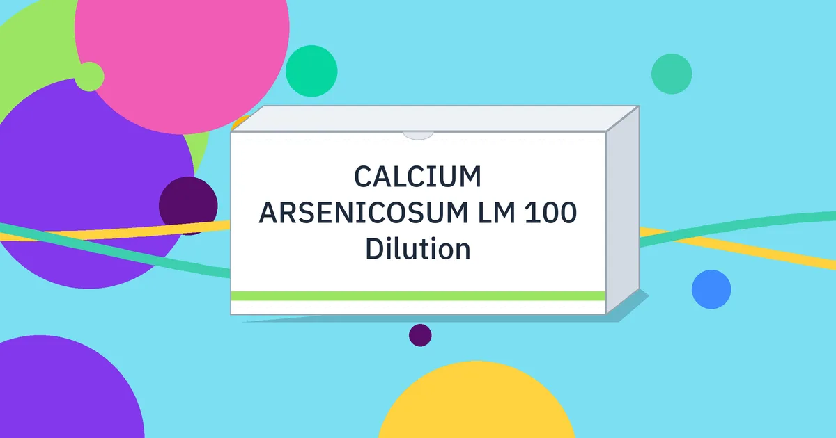 Symbolbild: Packung mit der Aufschrift CALCIUM ARSENICOSUM LM 100 Dilution (PZN 12800289) – Verfügbarkeit und Bezug in Apotheken in Frankfurt am Main