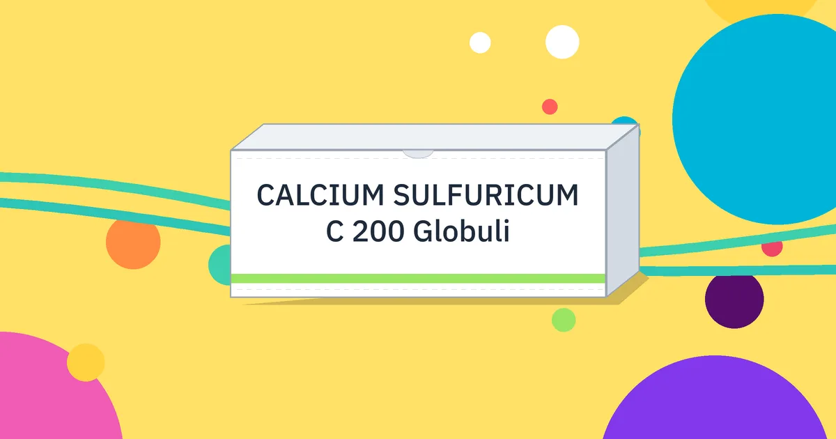 Symbolbild: Packung mit der Aufschrift CALCIUM SULFURICUM C 200 Globuli (PZN 04209814) – Verfügbarkeit und Bezug in Apotheken in Frankfurt am Main