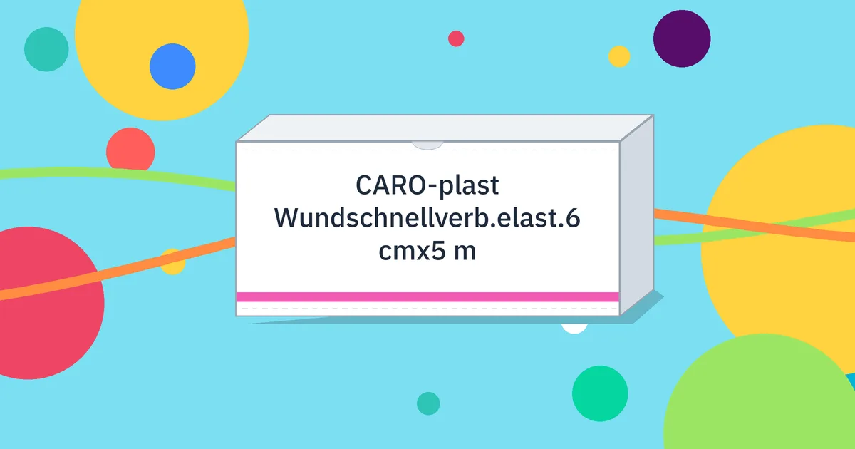 Symbolbild: Packung mit der Aufschrift CARO-plast Wundschnellverb.elast.6 cmx5 m (PZN 11670554) – Verfügbarkeit und Bezug in Apotheken in Frankfurt am Main