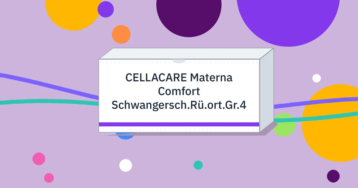 Symbolbild: Packung mit der Aufschrift CELLACARE Materna Comfort Schwangersch.Rü.ort.Gr.4 (PZN 14039891) – Verfügbarkeit und Bezug in Apotheken in Frankfurt am Main