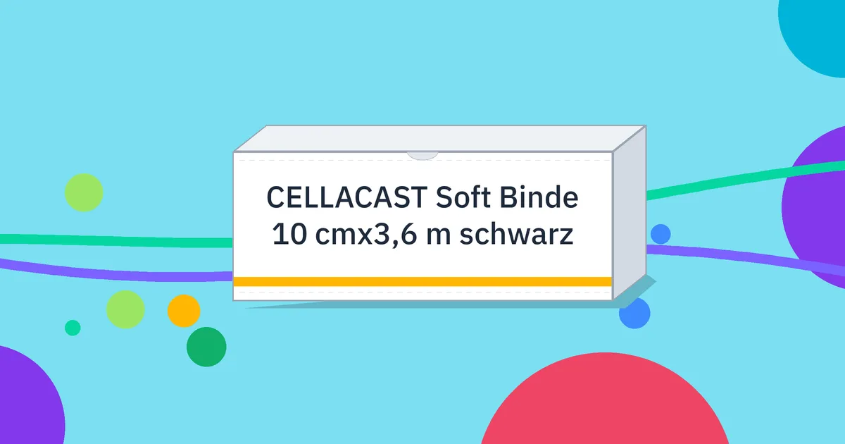 Symbolbild: Packung mit der Aufschrift CELLACAST Soft Binde 10 cmx3,6 m schwarz (PZN 14264636) – Verfügbarkeit und Bezug in Apotheken in Frankfurt am Main