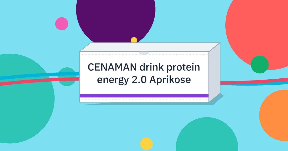 Symbolbild: Packung mit der Aufschrift CENAMAN drink protein energy 2.0 Aprikose (PZN 17987358) – Verfügbarkeit und Bezug in Apotheken in Frankfurt am Main