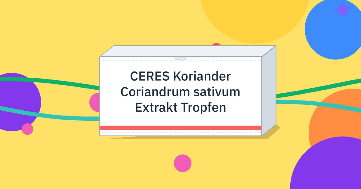 Symbolbild: Packung mit der Aufschrift CERES Koriander Coriandrum sativum Extrakt Tropfen (PZN 19209174) – Verfügbarkeit und Bezug in Apotheken in Frankfurt am Main