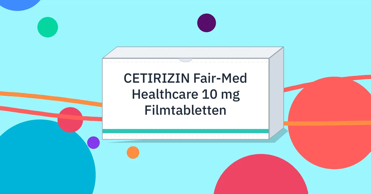 Symbolbild: Packung mit der Aufschrift CETIRIZIN Fair-Med Healthcare 10 mg Filmtabletten (PZN 10280673) – Verfügbarkeit und Bezug in Apotheken in Frankfurt am Main