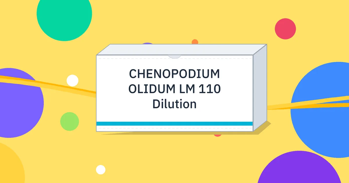 Symbolbild: Packung mit der Aufschrift CHENOPODIUM OLIDUM LM 110 Dilution (PZN 13441639) – Verfügbarkeit und Bezug in Apotheken in Frankfurt am Main