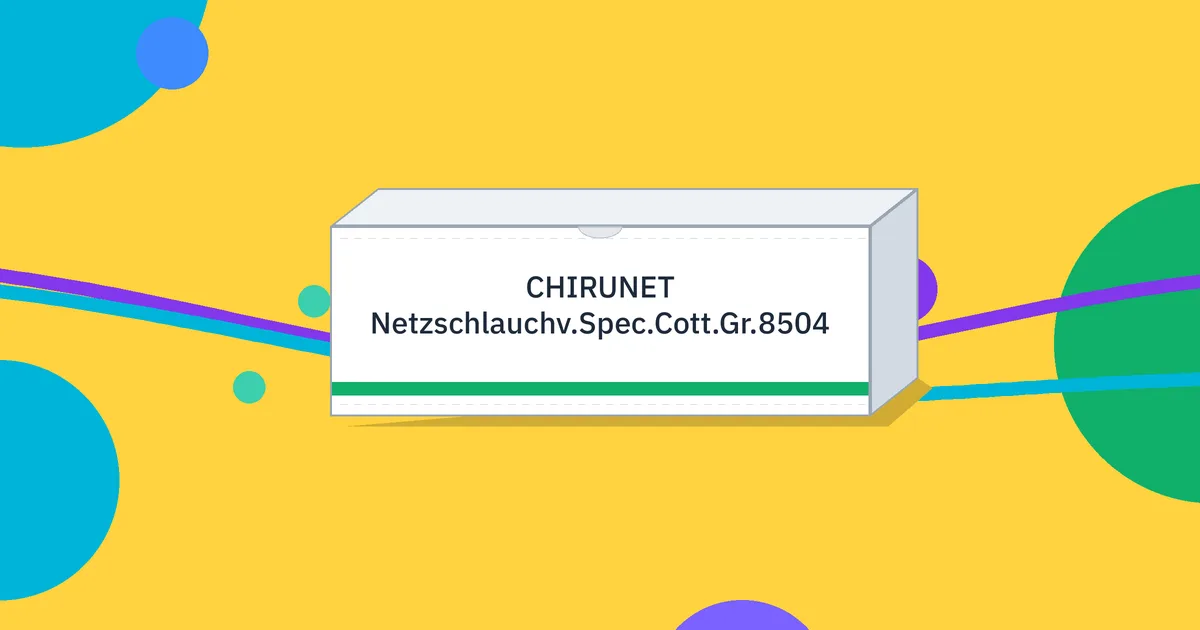 Symbolbild: Packung mit der Aufschrift CHIRUNET Netzschlauchv.Spec.Cott.Gr.8504 (PZN 08536964) – Verfügbarkeit und Bezug in Apotheken in Frankfurt am Main