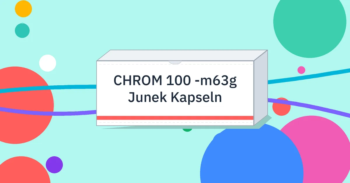 Symbolbild: Packung mit der Aufschrift CHROM 100 -m63g Junek Kapseln (PZN 01643639) – Verfügbarkeit und Bezug in Apotheken in Frankfurt am Main