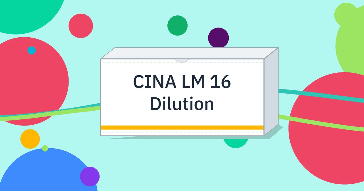 Symbolbild: Packung mit der Aufschrift CINA LM 16 Dilution (PZN 12819550) – Verfügbarkeit und Bezug in Apotheken in Frankfurt am Main