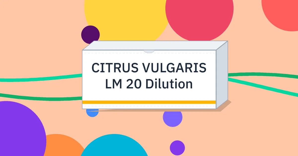 Symbolbild: Packung mit der Aufschrift CITRUS VULGARIS LM 20 Dilution (PZN 12821848) – Verfügbarkeit und Bezug in Apotheken in Frankfurt am Main