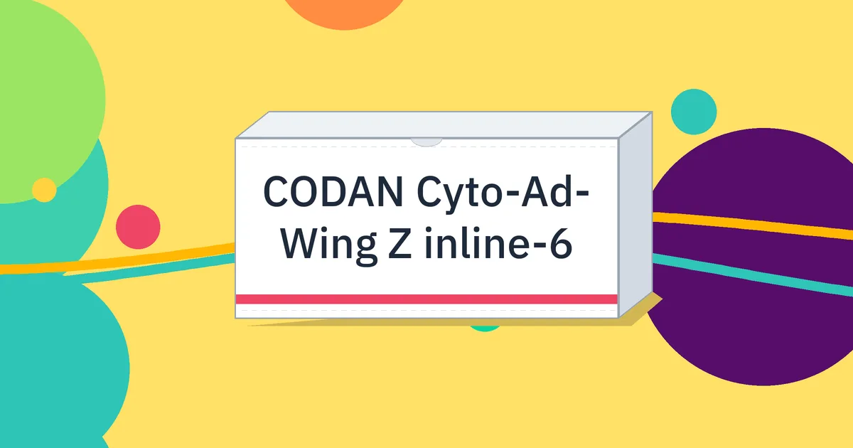 Symbolbild: Packung mit der Aufschrift CODAN Cyto-Ad-Wing Z inline-6 (PZN 13965271) – Verfügbarkeit und Bezug in Apotheken in Frankfurt am Main