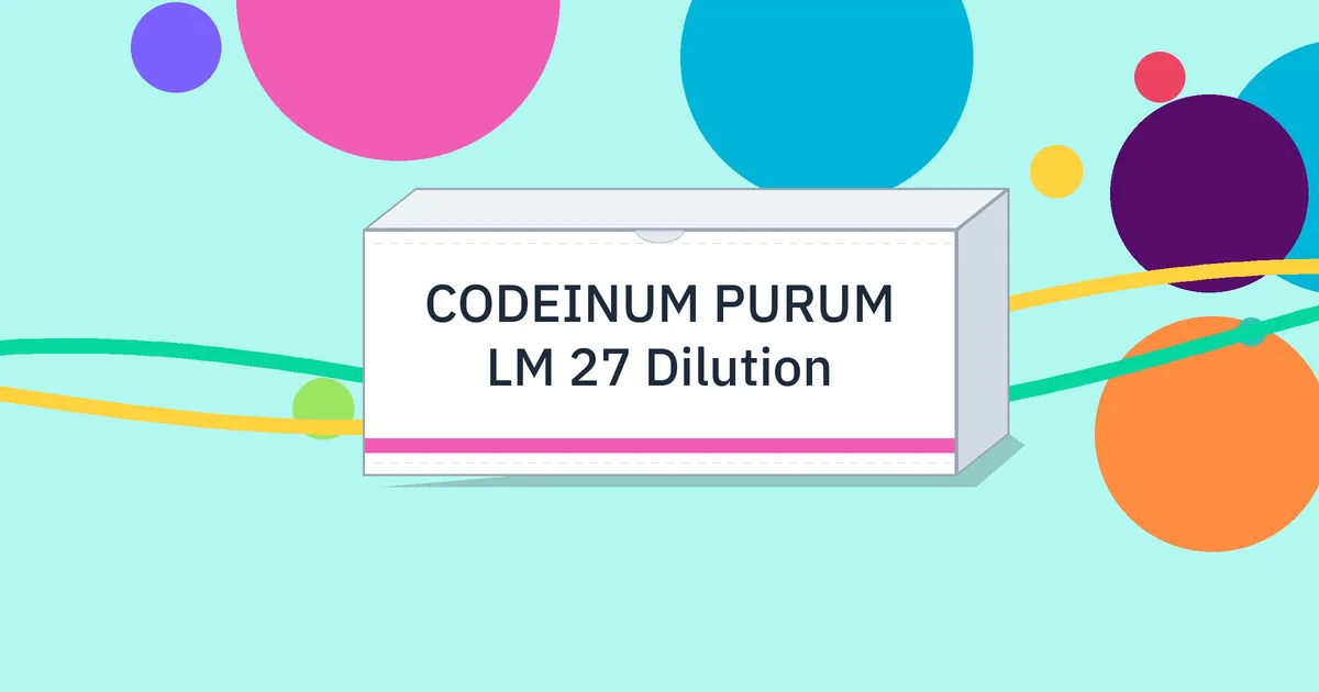 Symbolbild: Packung mit der Aufschrift CODEINUM PURUM LM 27 Dilution (PZN 12830617) – Verfügbarkeit und Bezug in Apotheken in Frankfurt am Main