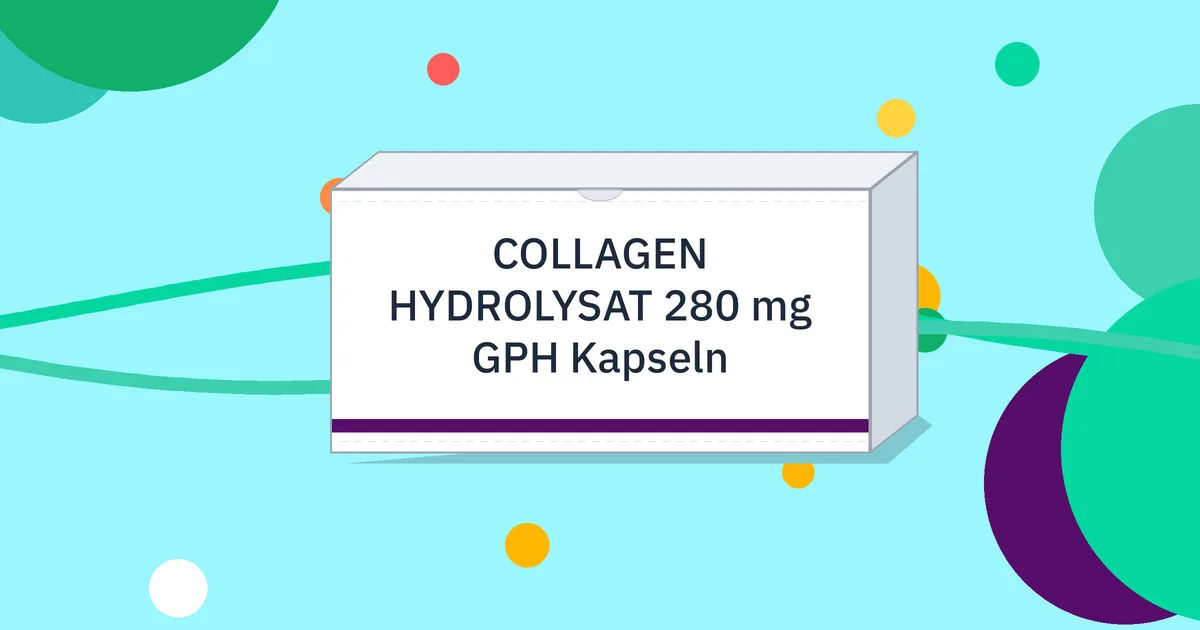 Symbolbild: Packung mit der Aufschrift COLLAGEN HYDROLYSAT 280 mg GPH Kapseln (PZN 09324106) – Verfügbarkeit und Bezug in Apotheken in Frankfurt am Main