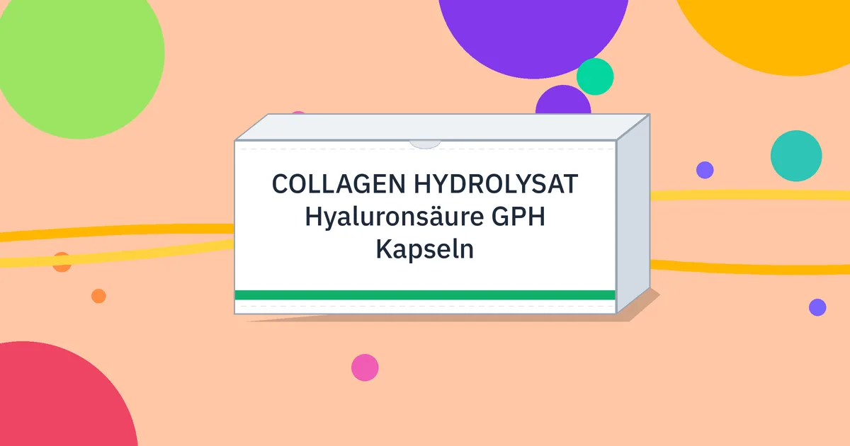 Symbolbild: Packung mit der Aufschrift COLLAGEN HYDROLYSAT Hyaluronsäure GPH Kapseln (PZN 09323911) – Verfügbarkeit und Bezug in Apotheken in Frankfurt am Main