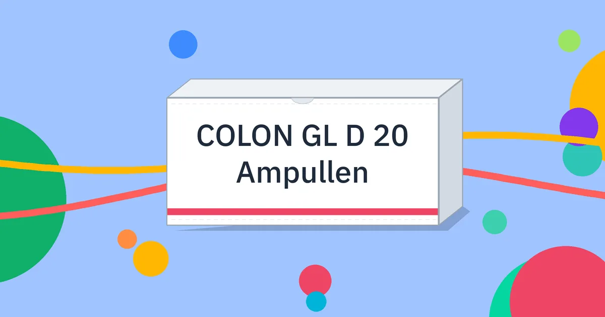 Symbolbild: Packung mit der Aufschrift COLON GL D 20 Ampullen (PZN 03359925) – Verfügbarkeit und Bezug in Apotheken in Frankfurt am Main
