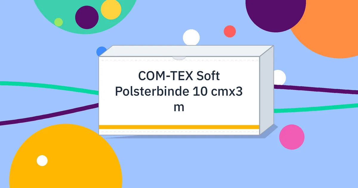 Symbolbild: Packung mit der Aufschrift COM-TEX Soft Polsterbinde 10 cmx3 m (PZN 04722842) – Verfügbarkeit und Bezug in Apotheken in Frankfurt am Main