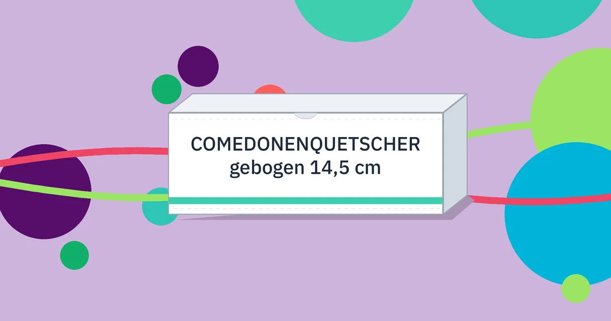 Symbolbild: Packung mit der Aufschrift COMEDONENQUETSCHER gebogen 14,5 cm (PZN 04755497) – Verfügbarkeit und Bezug in Apotheken in Frankfurt am Main
