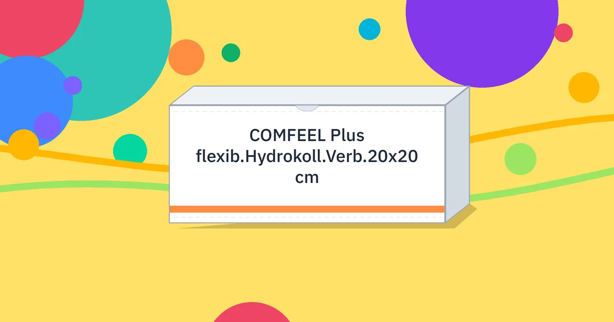 Symbolbild: Packung mit der Aufschrift COMFEEL Plus flexib.Hydrokoll.Verb.20x20 cm (PZN 12342378) – Verfügbarkeit und Bezug in Apotheken in Frankfurt am Main